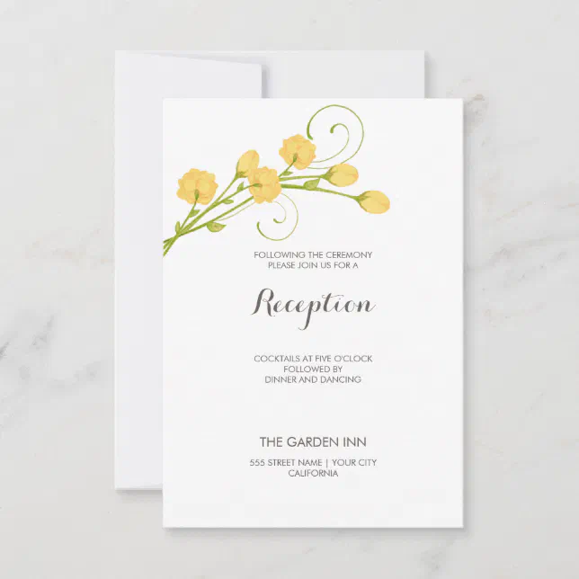 Yellow Garden Roses - Reception Card | Zazzle