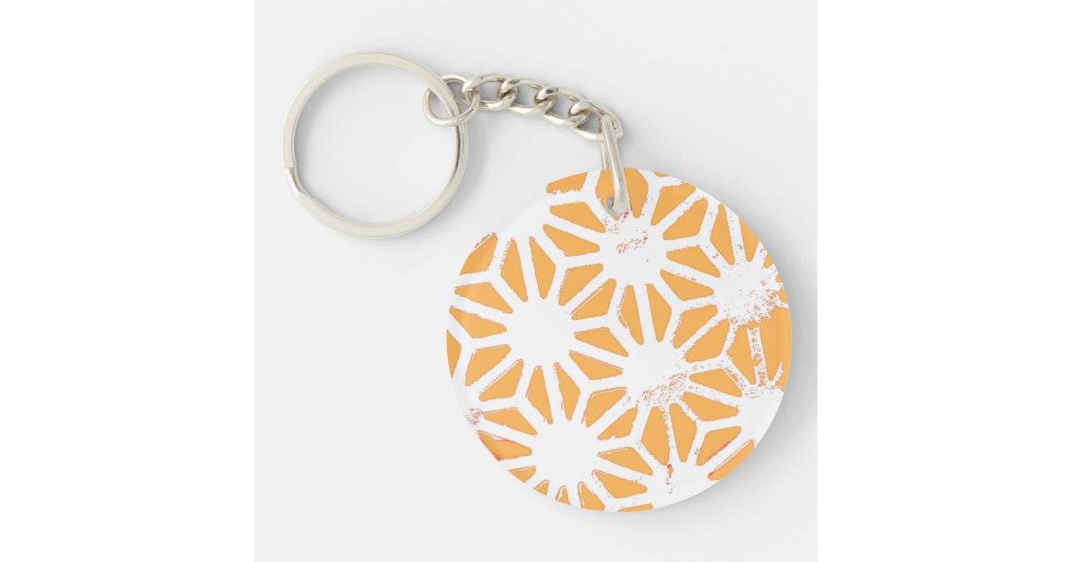 Yellow geometric pattern keychain | Zazzle