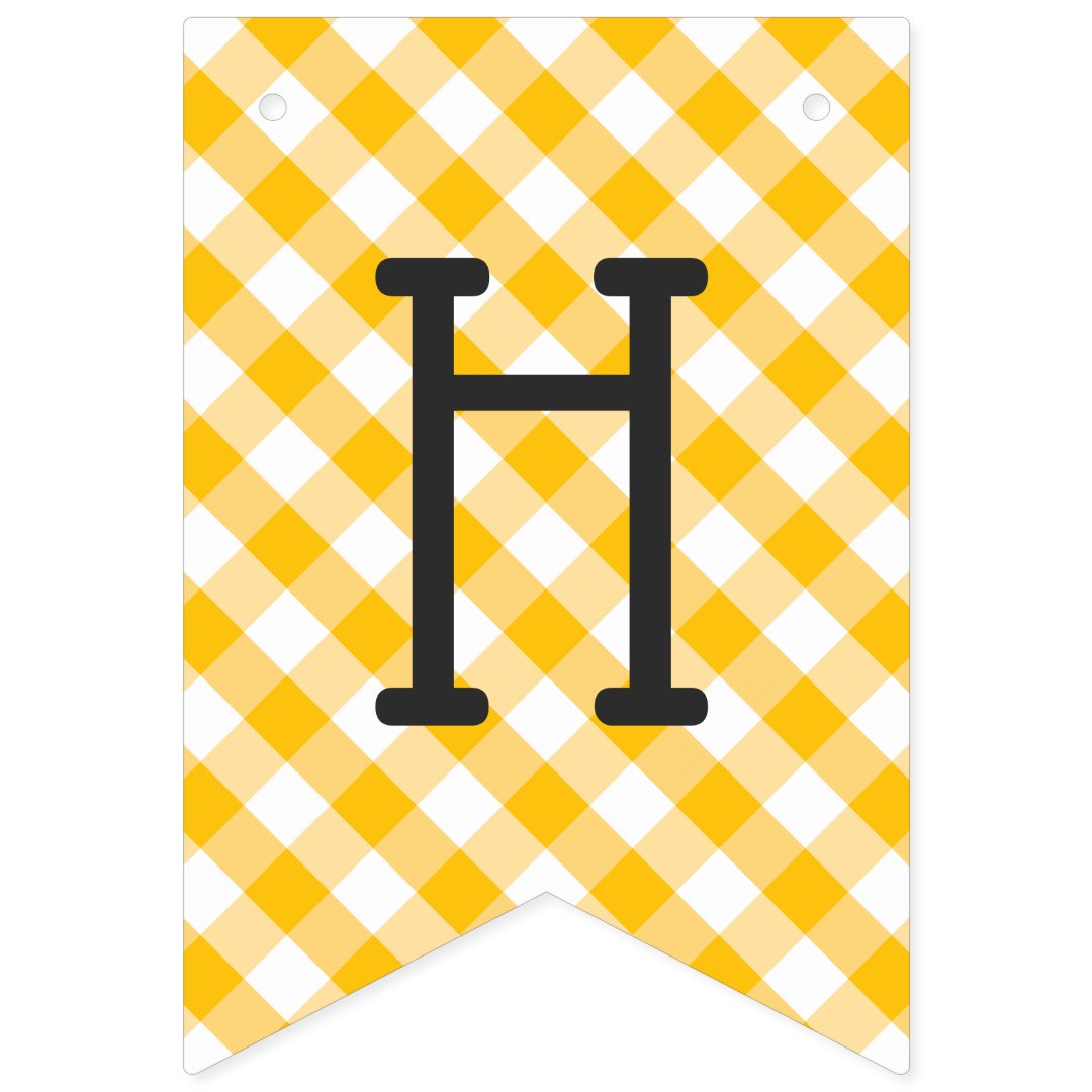 Yellow Gingham Check Pattern Happy Birthday Bunting Flags | Zazzle