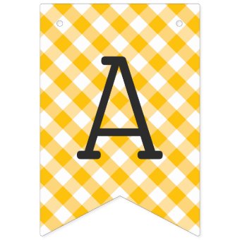 Yellow Gingham Check Pattern Happy Birthday Bunting Flags | Zazzle