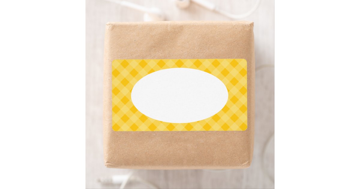 Yellow Gingham Labels | Zazzle