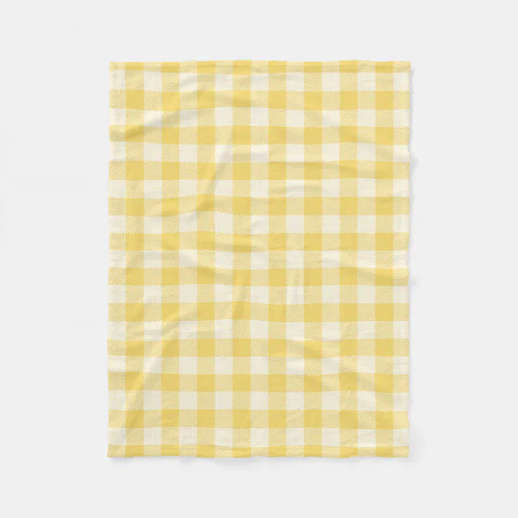 Yellow Gingham Plaid Fleece Blanket | Zazzle