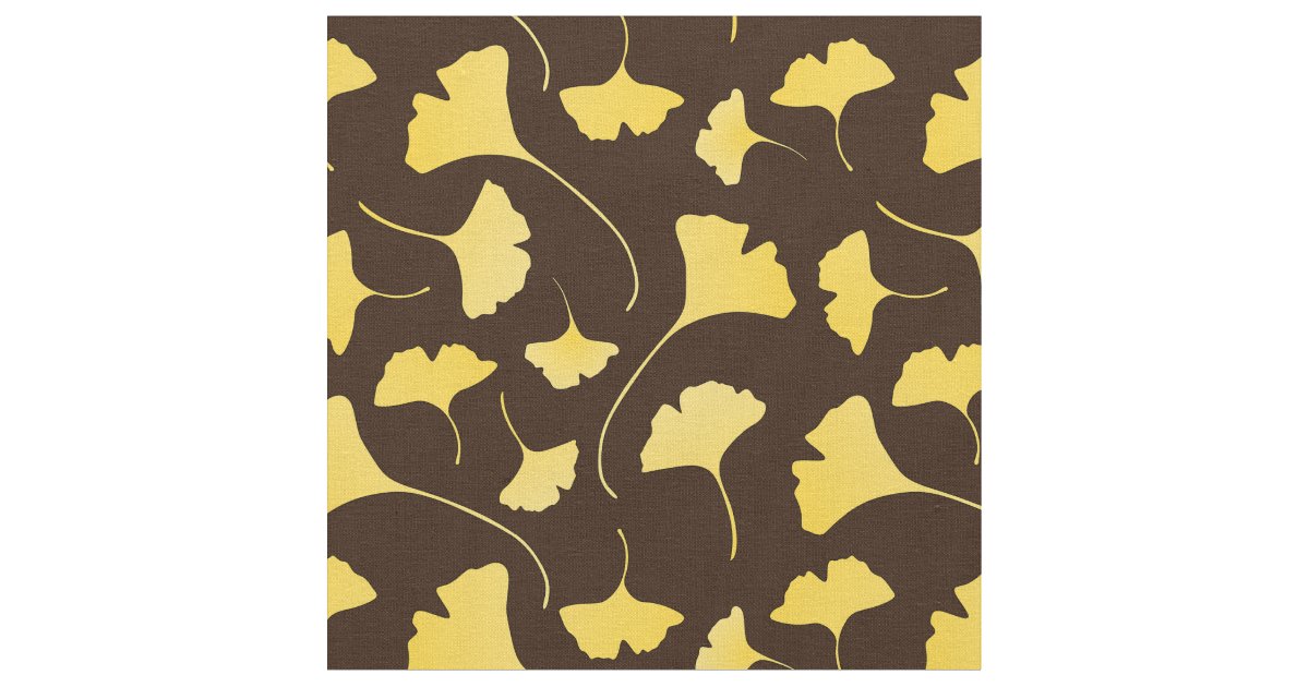Yellow Ginkgo Leaves Pattern Fabric | Zazzle