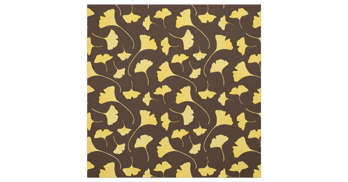 Yellow Ginkgo Leaves Pattern Fabric | Zazzle