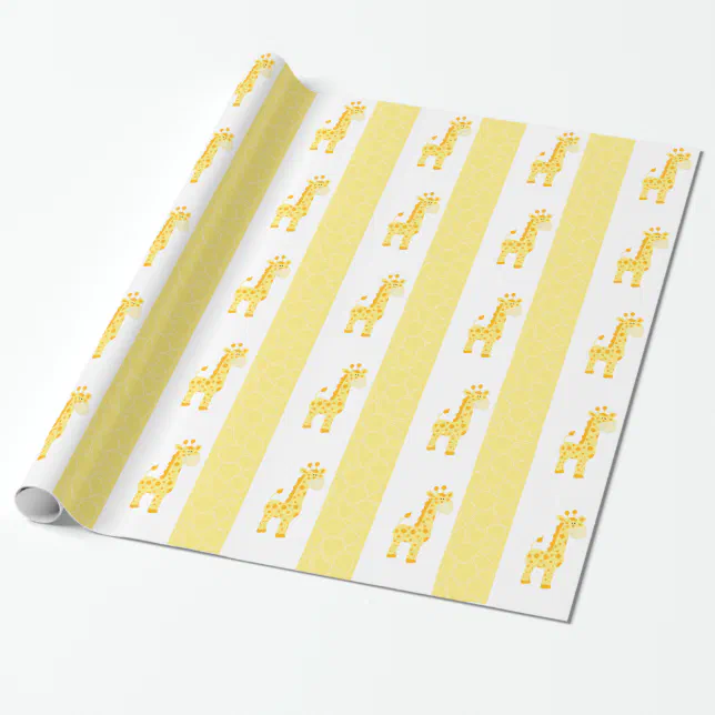Yellow Giraffe Print Wrapping Paper | Zazzle