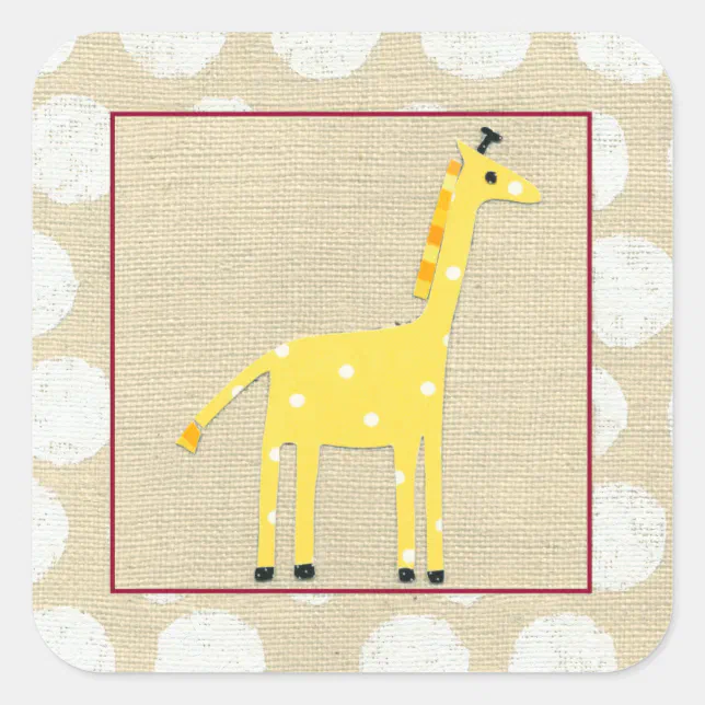 Yellow Giraffe with White Polka Dots Square Sticker | Zazzle