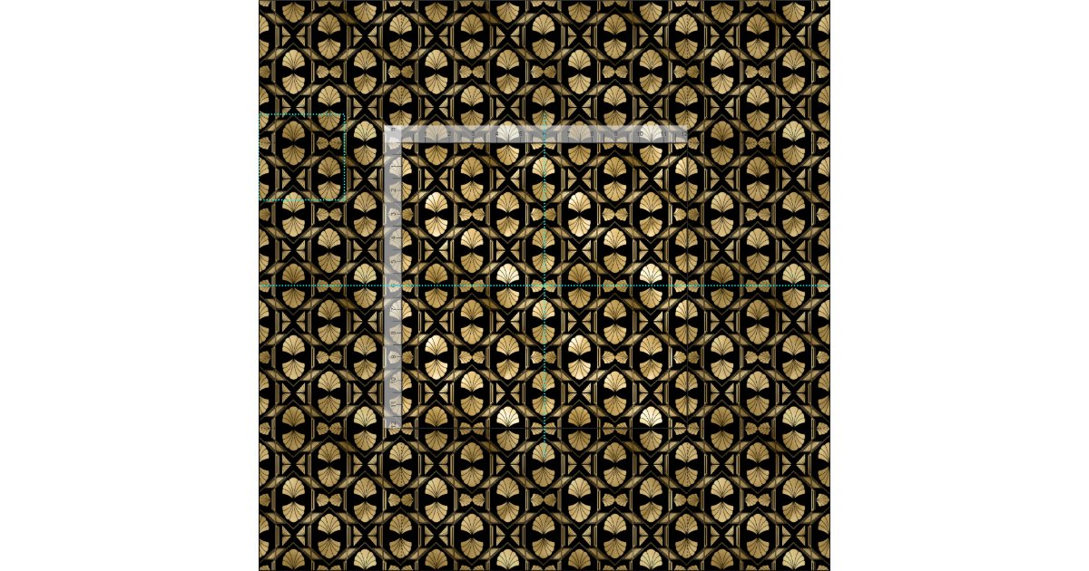 Yellow Gold and Black Art Deco Shell Pattern Fabric | Zazzle