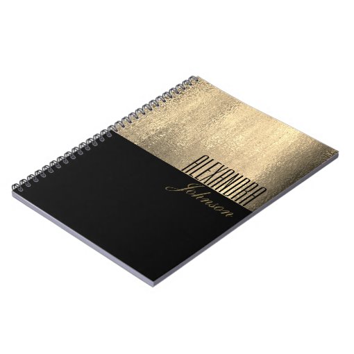 Yellow Gold and Black Simple Name Notebook | Zazzle