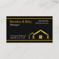 Yellow Gold & Black Home Building & Construction Business Card | Zazzle