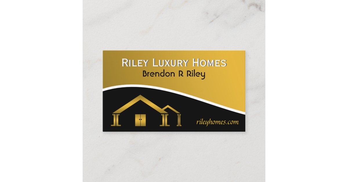 Yellow Gold & Black Home Building & Construction Business Card | Zazzle