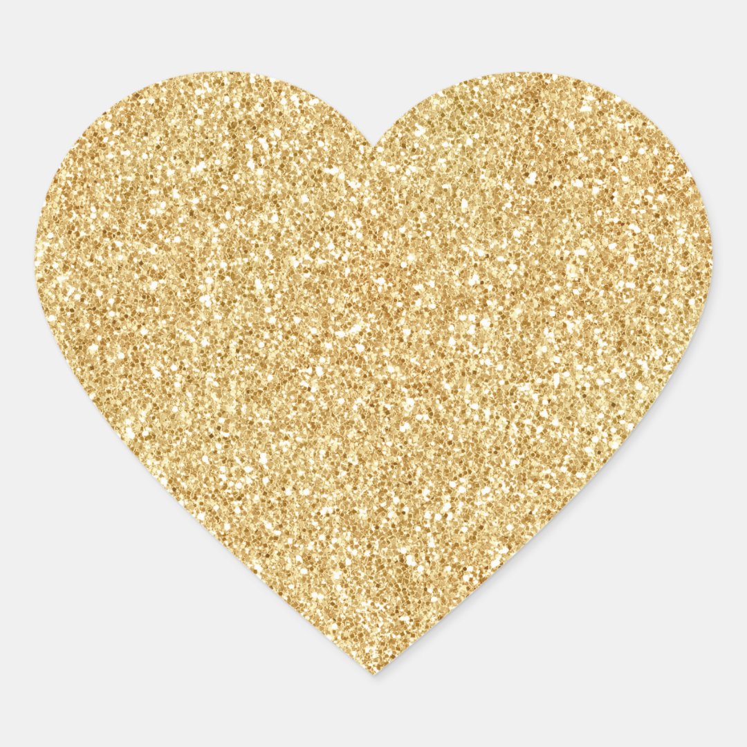 Yellow Gold Glitter Heart Sticker | Zazzle