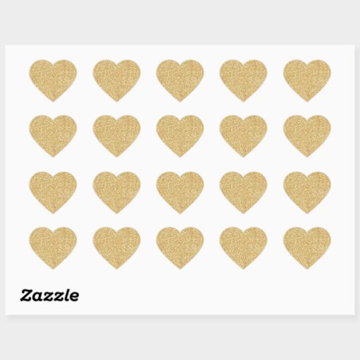 Yellow Gold Glitter Heart Sticker | Zazzle