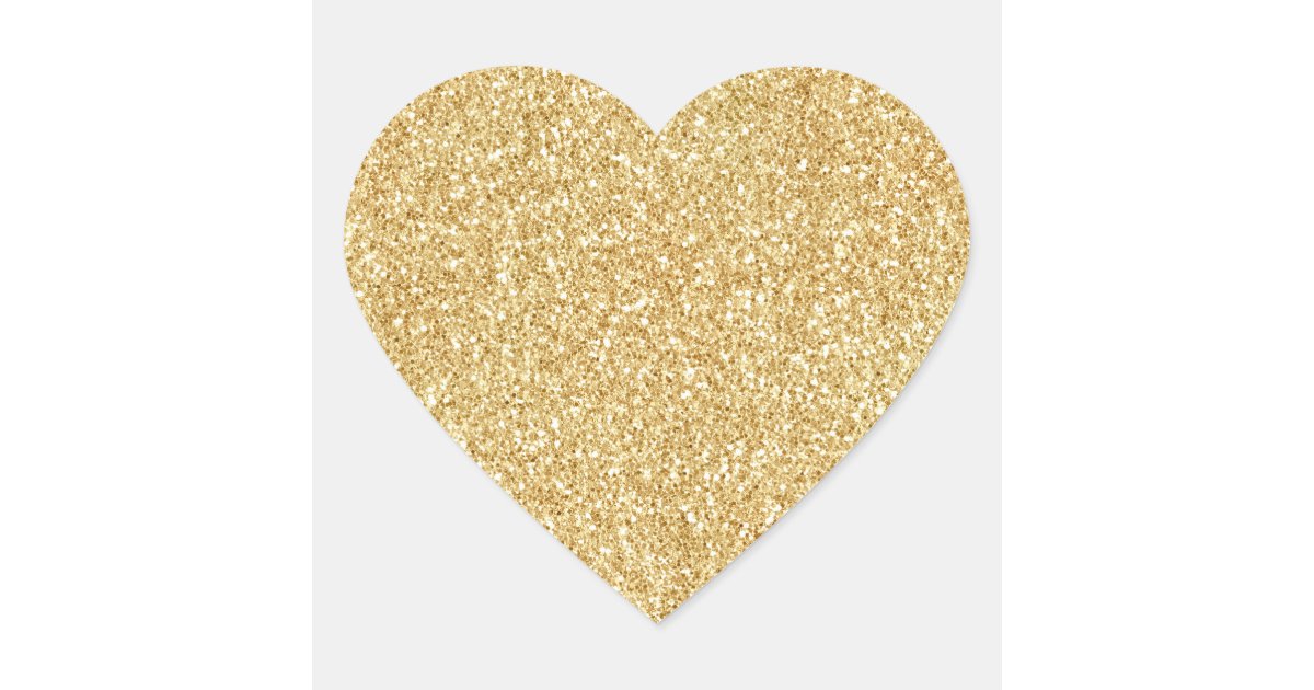 Yellow Gold Glitter Heart Sticker | Zazzle