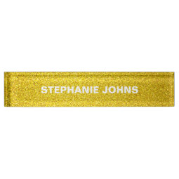 Yellow Gold Glitter Sparkle Monogram Name Classy Desk Name Plate | Zazzle