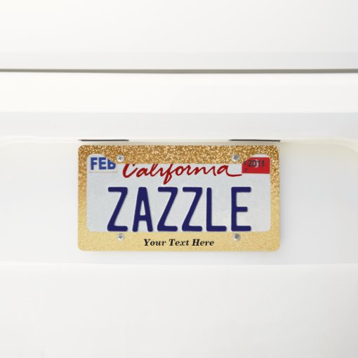 Yellow Gold metal Look Metallic Custom glitter License Plate Frame | Zazzle