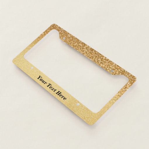 Yellow Gold metal Look Metallic Custom glitter License Plate Frame | Zazzle