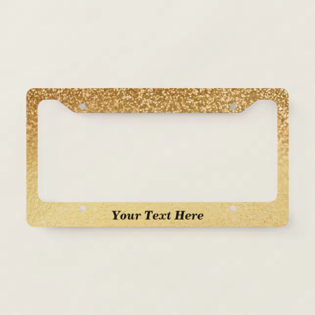 Yellow Gold metal Look Metallic Custom glitter License Plate Frame | Zazzle
