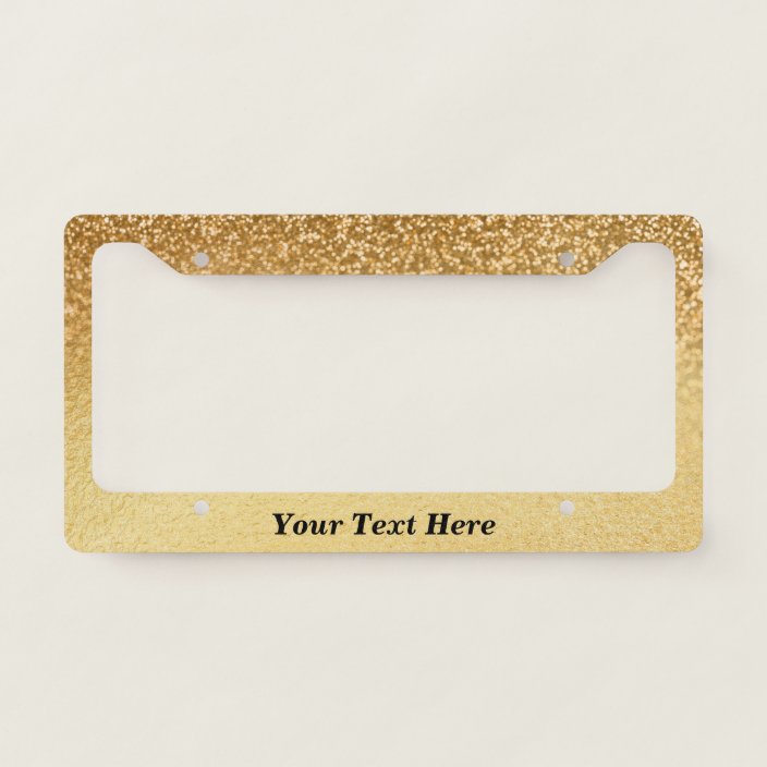 Yellow Gold metal Look Metallic Custom glitter License Plate Frame ...