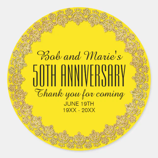 Yellow Gold Personalized 50th Wedding Anniversary Classic Round