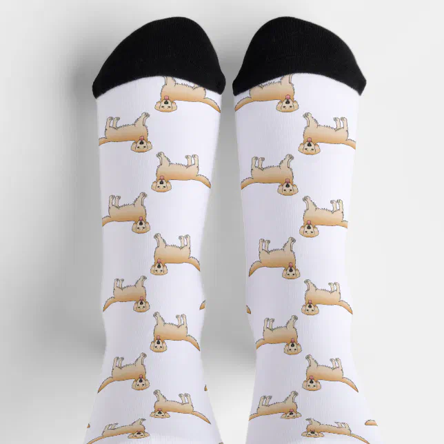Yellow Golden Retriever Cute Cartoon Dog Pattern Socks | Zazzle