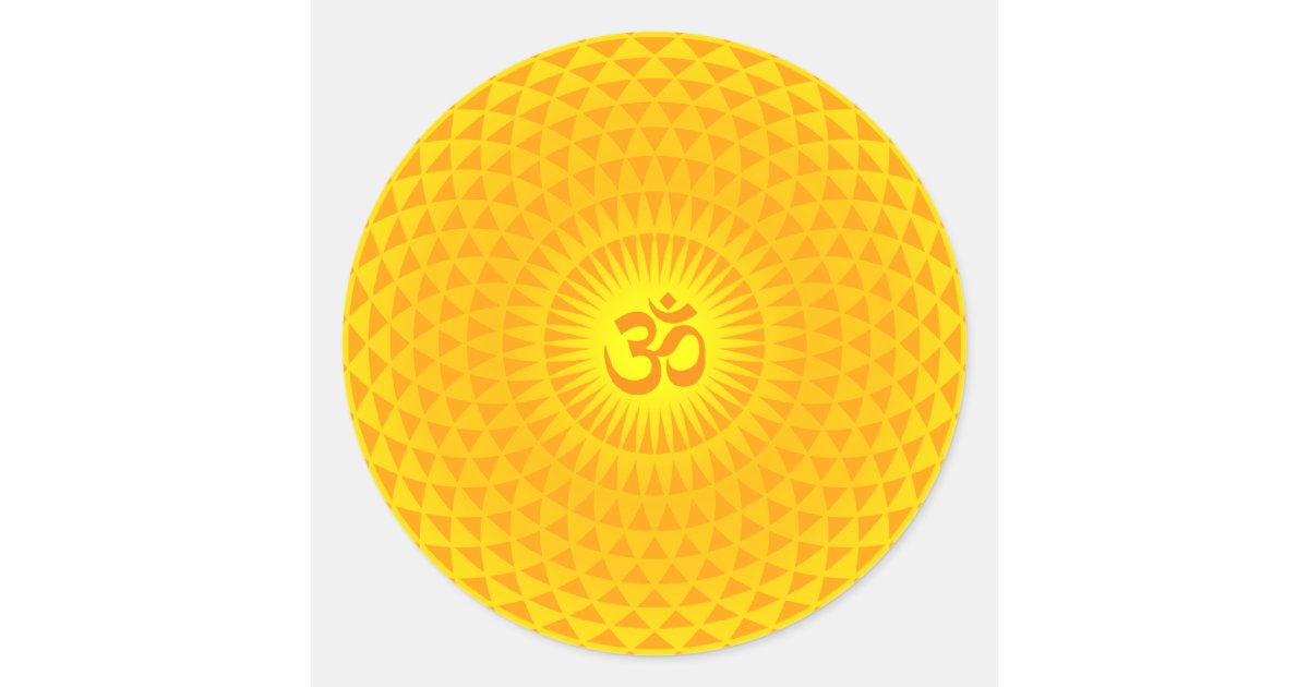 Yellow Golden Sun Lotus flower meditation wheel OM Classic Round ...