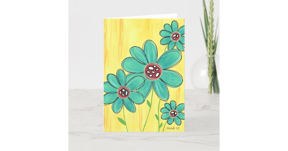 Yellow Goofy Flowers Greeting Card | Zazzle