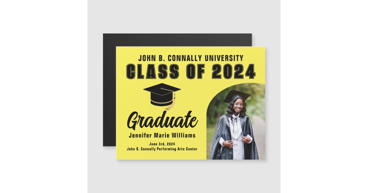 Yellow Graduate Custom 2024 Graduation Magnet Card | Zazzle