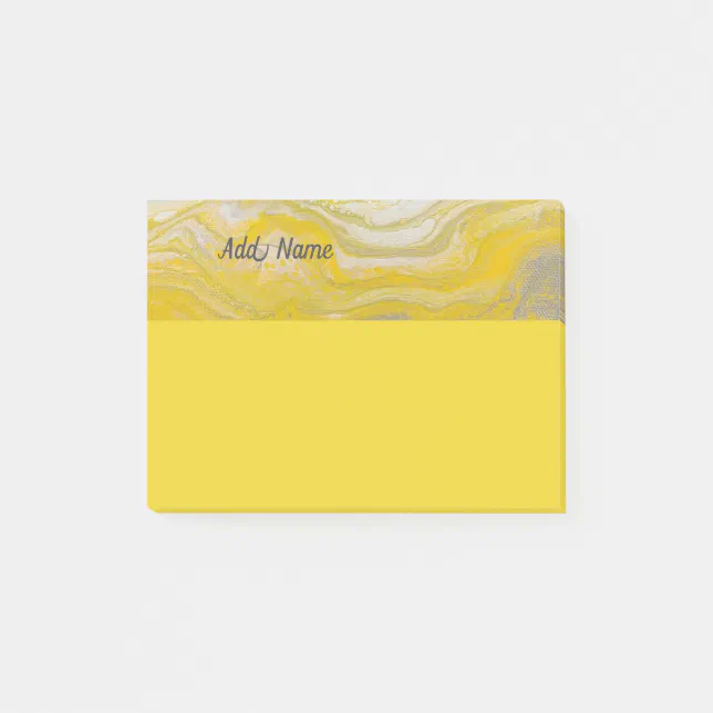 Yellow Gray Abstract Personalized Post it Note 4x3 | Zazzle