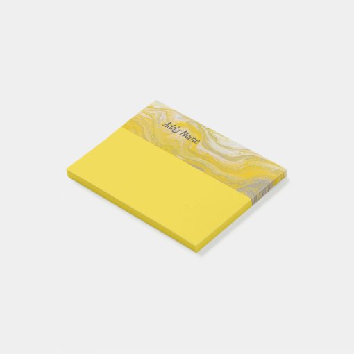 Yellow Gray Abstract Personalized Post it Note 4x3 | Zazzle