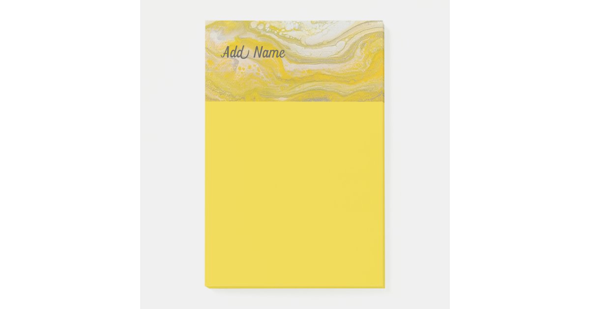 Yellow Gray Abstract Personalized Post it Note 4x6 | Zazzle