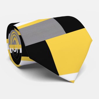 Yellow Gray Black and White Color Block Pattern Neck Tie | Zazzle