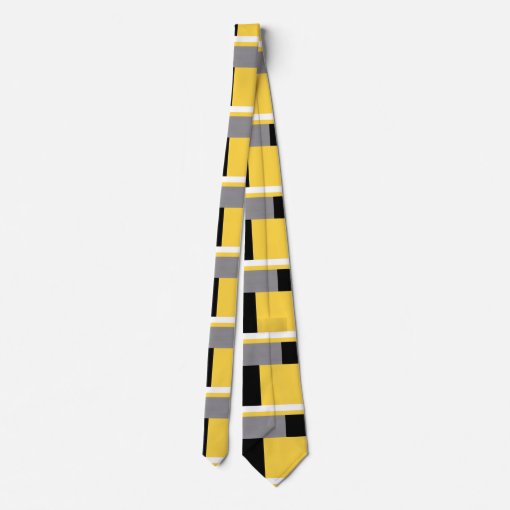 Yellow Gray Black and White Color Block Pattern Neck Tie | Zazzle