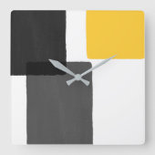 Yellow Gray Black White Modern Minimalist Square Wall Clock | Zazzle