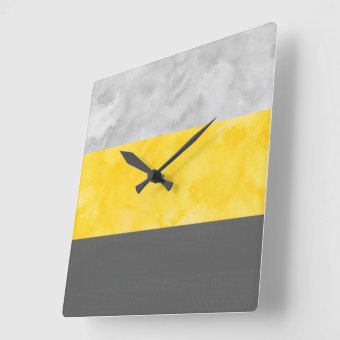 Yellow Gray Block Stripes Square Wall Clock | Zazzle