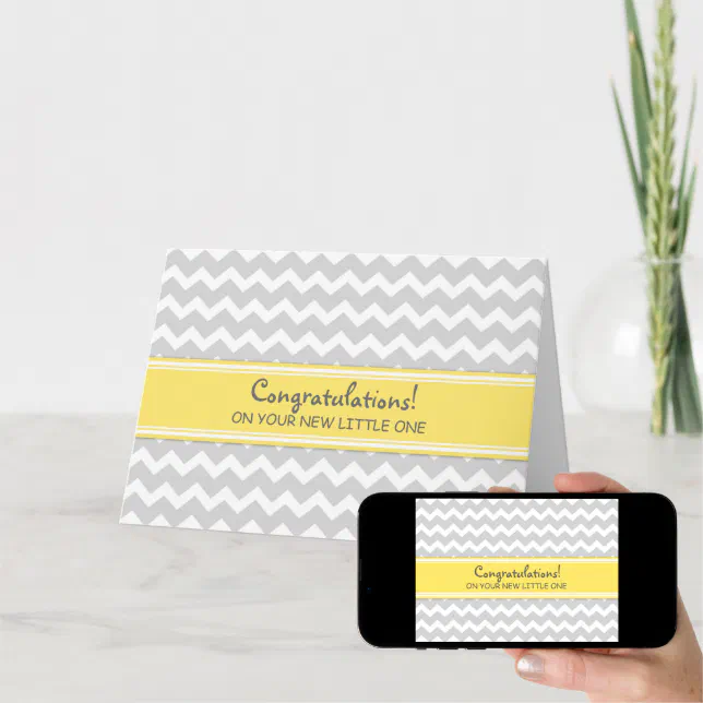 Yellow Gray Chevron Congratulations on Expecting Card | Zazzle