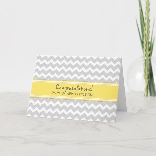 Yellow Gray Chevron Congratulations on Expecting Card | Zazzle