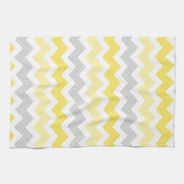 Yellow Gray Chevron Kitchen Cloth Towel | Zazzle