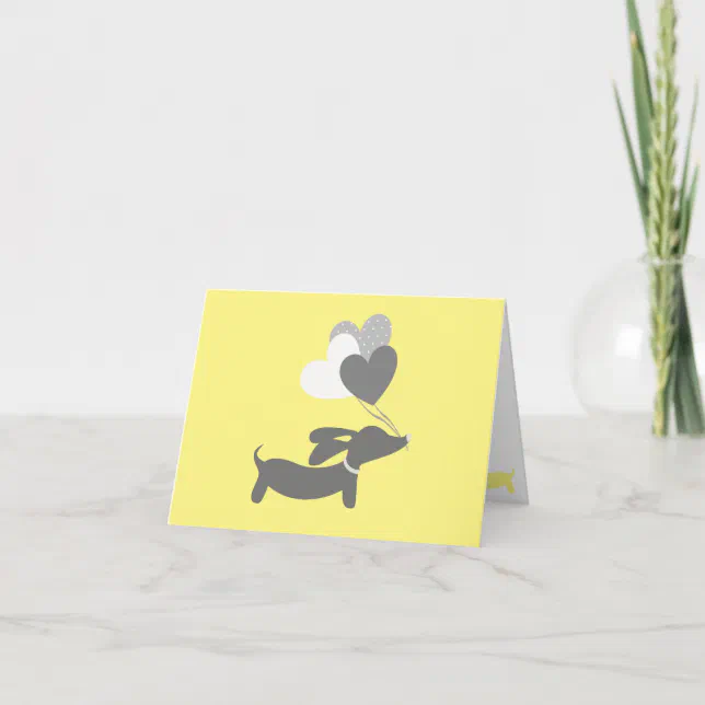 Yellow Gray Dachshund Baby Shower Thank You Cards | Zazzle