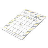 Yellow & Gray Stripe Elephant Baby Shower- Bingo Notepad | Zazzle