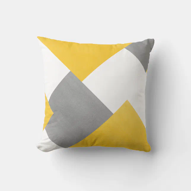 Yellow Gray White Abstract Geometric Throw Pillow | Zazzle