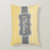 Yellow Greek Key Chevron Patterns Grey Name Accent Pillow | Zazzle
