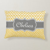 Yellow Greek Key Chevron Patterns Grey Name Accent Pillow | Zazzle
