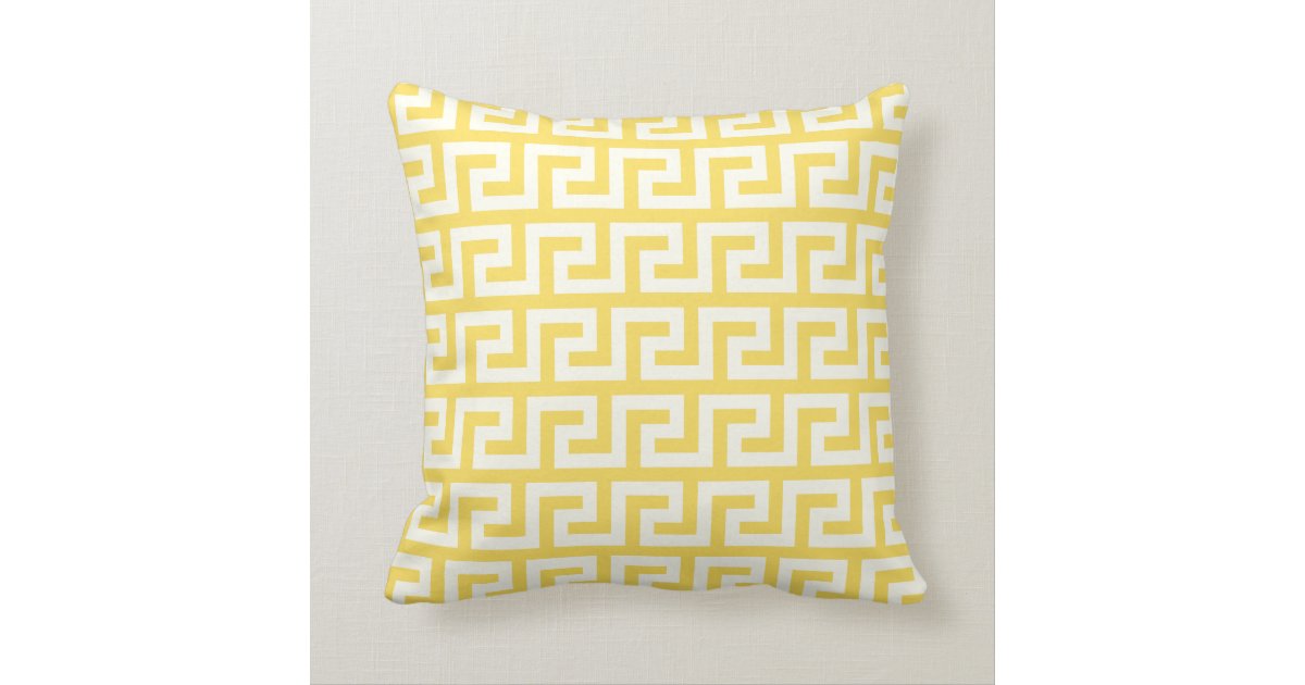 Yellow Greek Key Throw Pillow | Zazzle.com