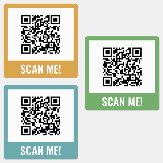 Yellow Green Blue Scan Me! QR Code Labels | Zazzle.com