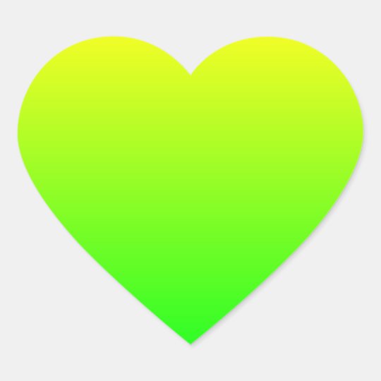 Yellow Green Gradient Heart Sticker | Zazzle.com