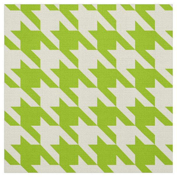 Green and White Houndstooth Geometric Pattern Fabric | Zazzle