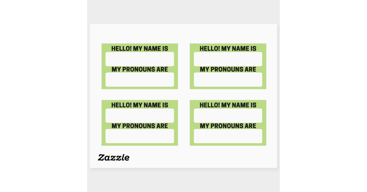 Yellow Green Name & Pronoun Labels | Zazzle