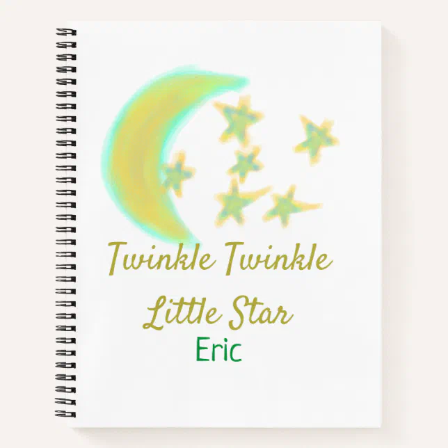 Yellow green twinkle Twinkle Little Star add name Notebook | Zazzle