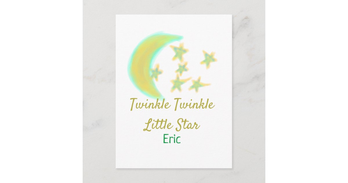 Yellow green twinkle Twinkle Little Star add name Postcard | Zazzle