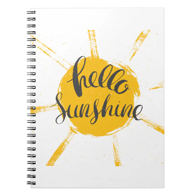 Yellow HandDrawn Sun Hello Sunshine Image Text Art Notebook | Zazzle